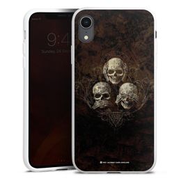 DeinDesign iPhone Xr Handy Silikon H&uuml;lle Case wei&szlig; Handyh&uuml;lle Gothic Art Skulls Silikon Case