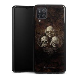 DeinDesign Galaxy A12 Handy Silikon H&uuml;lle Case schwarz Handyh&uuml;lle Gothic Skulls Art