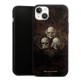 DeinDesign iPhone 14 Handy Premium Silikon H&uuml;lle Handyh&uuml;lle schwarz Case Gothic Art Skulls Silikon Premium Case
