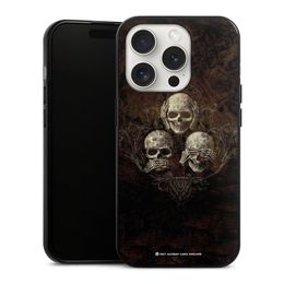 DeinDesign iPhone 15 Pro Handy Slim Case extra d&uuml;nn Silikon Handyh&uuml;lle schwarz H&uuml;lle Gothic Art Skulls Silikon Slim Case