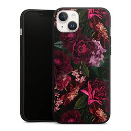 DeinDesign iPhone 14 Handy Premium Silikon H&uuml;lle Handyh&uuml;lle schwarz Case Flowers Blossom Rose Silikon Premium Case