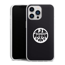 DeinDesign iPhone 13 Pro Handy Silikon H&uuml;lle Case wei&szlig; Handyh&uuml;lle Logo Eintracht Frankfurt Eagle Silikon Case