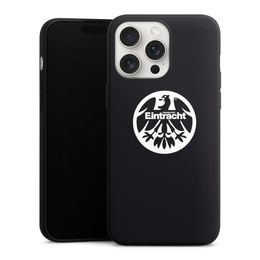 DeinDesign iPhone 15 Pro Max Handy Premium Silikon H&uuml;lle Handyh&uuml;lle schwarz Case Logo Eintracht Frankfurt Eagle Silikon Premium Case