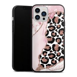 DeinDesign iPhone 13 Pro Max Handy Silikon H&uuml;lle Case schwarz Handyh&uuml;lle Leopard Glitzer Marble