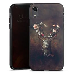 DeinDesign iPhone Xr Handy Silikon H&uuml;lle Case schwarz Handyh&uuml;lle Reindeer Flowers Rehe