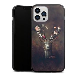 DeinDesign iPhone 13 Pro Max Handy Silikon H&uuml;lle Case schwarz Handyh&uuml;lle Reindeer Flowers Rehe