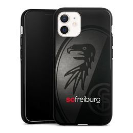 DeinDesign iPhone 12 mini Handy Silikon H&uuml;lle Case schwarz Handyh&uuml;lle Sc Freiburg Official Licensed Product Metallic Look