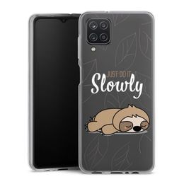 DeinDesign Galaxy A12 Handy Silikon H&uuml;lle Case transparent Handyh&uuml;lle Lazy Sunday Sayings Sloth Silikon Case