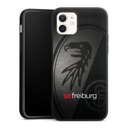 DeinDesign iPhone 12 Handy Premium Silikon H&uuml;lle Handyh&uuml;lle schwarz Case Official Licensed Product Sc Freiburg Metallic Look Silikon Premium Case