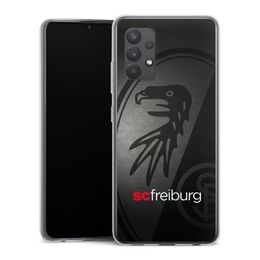 DeinDesign Galaxy A32 4G Handy Silikon H&uuml;lle Case transparent Handyh&uuml;lle Official Licensed Product Sc Freiburg Metallic Look Silikon Case