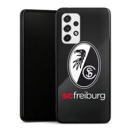 DeinDesign Galaxy A53 5G Handy Silikon H&uuml;lle Case schwarz Handyh&uuml;lle Lettering Sc Freiburg Logo