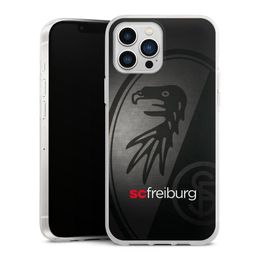 DeinDesign iPhone 13 Pro Max Handy Silikon H&uuml;lle Case transparent Handyh&uuml;lle Official Licensed Product Sc Freiburg Metallic Look Silikon Case