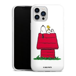 DeinDesign iPhone 13 Pro Max Handy Silikon H&uuml;lle Case wei&szlig; Handyh&uuml;lle Snoopy Peanuts Official Licensed Product Silikon Case