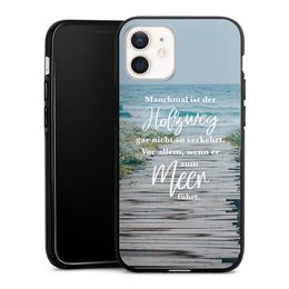 DeinDesign iPhone 12 Handy Silikon H&uuml;lle Case schwarz Handyh&uuml;lle Statement Beach Spruch