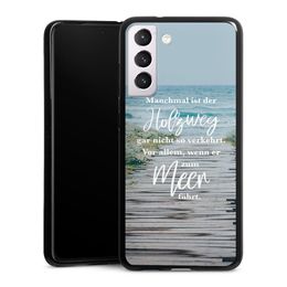 DeinDesign Galaxy S21 FE 5G Handy Silikon H&uuml;lle Case schwarz Handyh&uuml;lle Statement Beach Spruch