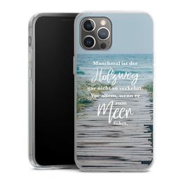 DeinDesign iPhone 12 Pro Max Handy Silikon H&uuml;lle Case transparent Handyh&uuml;lle Statement Beach Spruch Silikon Case