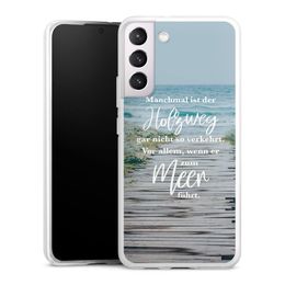 DeinDesign Galaxy S22+ Handy Silikon H&uuml;lle Case transparent Handyh&uuml;lle Spruch Beach Statement Silikon Case