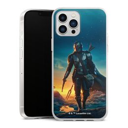 DeinDesign iPhone 13 Pro Max Handy Silikon H&uuml;lle Case transparent Handyh&uuml;lle Star Wars The Mandalorian Sunset Silikon Case