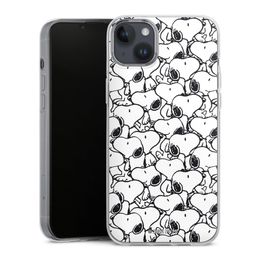DeinDesign iPhone 14 Plus Handy Silikon H&uuml;lle Case transparent Handyh&uuml;lle Peanuts Snoopy Muster Silikon Case