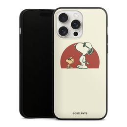 DeinDesign iPhone 15 Pro Max Handy Premium Silikon H&uuml;lle Handyh&uuml;lle schwarz Case Snoopy Official Licensed Product Kindheit Silikon Premium Case