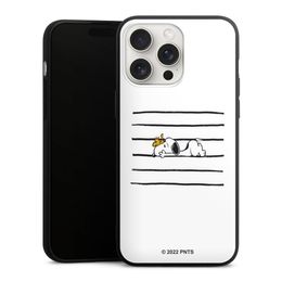 DeinDesign iPhone 15 Pro Max Handy Premium Silikon H&uuml;lle Handyh&uuml;lle schwarz Case Snoopy Dog Peanuts Silikon Premium Case