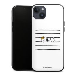 DeinDesign iPhone 14 Plus Handy Silikon H&uuml;lle Case schwarz Handyh&uuml;lle Snoopy Dog Peanuts