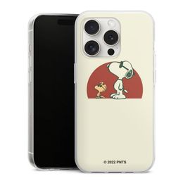 DeinDesign iPhone 15 Pro Handy Silikon H&uuml;lle Case transparent Handyh&uuml;lle Snoopy Official Licensed Product Kindheit Silikon Case