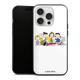 DeinDesign iPhone 15 Pro Handy Slim Case extra d&uuml;nn Silikon Handyh&uuml;lle schwarz H&uuml;lle Peanuts Kindheit Merchandise Silikon Slim Case