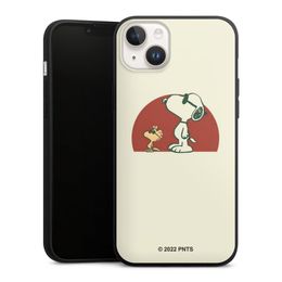 DeinDesign iPhone 14 Handy Premium Silikon H&uuml;lle Handyh&uuml;lle schwarz Case Snoopy Official Licensed Product Kindheit Silikon Premium Case