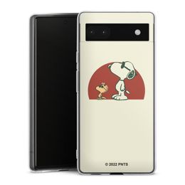 DeinDesign Google Pixel 6a Handy Silikon H&uuml;lle Case transparent Handyh&uuml;lle Snoopy Official Licensed Product Kindheit Silikon Case