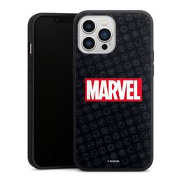 DeinDesign iPhone 13 Pro Max Handy Premium Silikon H&uuml;lle Handyh&uuml;lle schwarz Case Logo Marvel Comic Silikon Premium Case