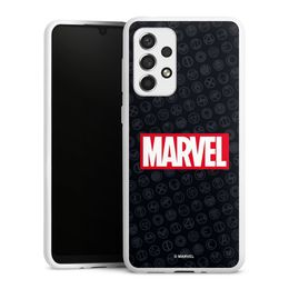 DeinDesign Galaxy A33 5G Handy Silikon H&uuml;lle Case wei&szlig; Handyh&uuml;lle Logo Comic Marvel Silikon Case