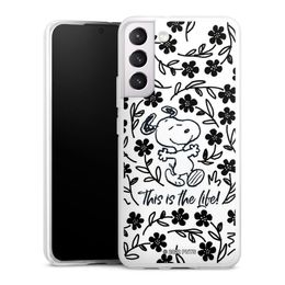 DeinDesign Galaxy S22+ Handy Silikon H&uuml;lle Case transparent Handyh&uuml;lle Peanuts Flowers Snoopy Silikon Case
