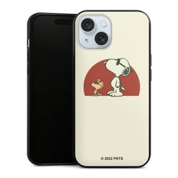 DeinDesign iPhone 15 Handy Slim Case extra d&uuml;nn Silikon Handyh&uuml;lle schwarz H&uuml;lle Snoopy Official Licensed Product Kindheit Silikon Slim Case