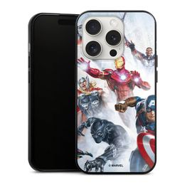 DeinDesign iPhone 15 Pro Handy Slim Case extra d&uuml;nn Silikon Handyh&uuml;lle schwarz H&uuml;lle Marvel Avengers Official Licensed Product Silikon Slim Case