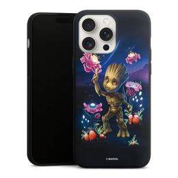 DeinDesign iPhone 15 Pro Max Handy Premium Silikon H&uuml;lle Handyh&uuml;lle schwarz Case Baby Groot Marvel Guardians Of The Galaxy Silikon Premium Case