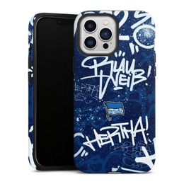 DeinDesign iPhone 13 Pro Max Handy Panzer Handyh&uuml;lle robuste Outdoor H&uuml;lle Schutzh&uuml;lle matt Official Licensed Product Hertha Bsc Graffiti Tough Case