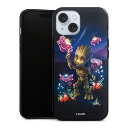 DeinDesign iPhone 15 Handy Slim Case extra d&uuml;nn Silikon Handyh&uuml;lle schwarz H&uuml;lle Baby Groot Marvel Guardians Of The Galaxy Silikon Slim Case