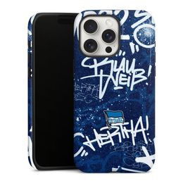 DeinDesign iPhone 15 Pro Max Handy Panzer Handyh&uuml;lle robuste Outdoor H&uuml;lle Schutzh&uuml;lle gl&auml;nzend Official Licensed Product Hertha Bsc Graffiti Tough Case