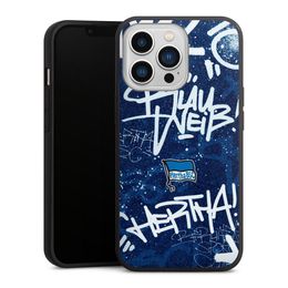 DeinDesign iPhone 13 Pro Handy Premium Silikon H&uuml;lle Handyh&uuml;lle schwarz Case Official Licensed Product Hertha Bsc Graffiti Silikon Premium Case