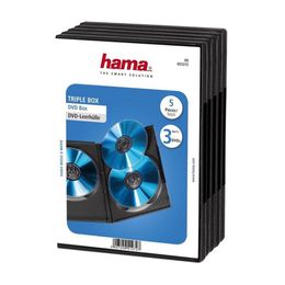Hama DVD-Hülle DVD Leerhülle Dreier Box, Triple Box, 5er Pack, Schwarz, Schutzhülle, schwarz