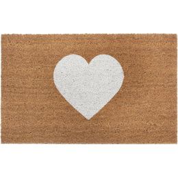 Fußmatte Mix Mats Kokos Heart, Hanse Home, rechteckig, Höhe: 15 mm, Kokos, Schmutzfangmatte, Outdoor, Rutschfest, Innen, Kokosmatte, Flur, braun|weiß