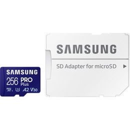 Samsung PRO Plus + microSDXC-Adapter Speicherkarte (256 GB, Class 10, 160 MB/s Lesegeschwindigkeit), blau