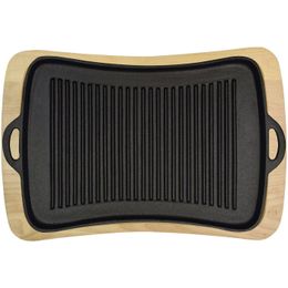 Jim Beam BBQ Grillplatte, mit Holzuntersetzer, 40x43 cm, schwarz