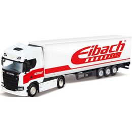 Bburago Sammlerauto StreetFire Scania mit Aufleger Eibach, Maßstab 1:43, rot|weiß