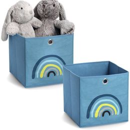 zeller Present Organizer Blue Rainbow (Set, 2 St), Aufbewahrungsbox, kompakt zusammenklappbar, Vlies, blau