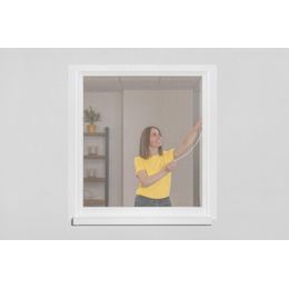 Schellenberg Insektenschutz-Fensterrahmen Easy Click für Fenster, Fliegengitter Pollenschutz ohne bohren, 130 x 150 cm, anthrazit, 70472, weiß