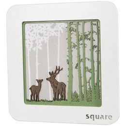 Weigla LED-Bild Square - Standbild Wald, Weihnachtsdeko, (1 St), mit Timerfunktion, weiß