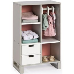 Musterkind® Puppenkleiderschrank Viola, grau/weiß/altrosa, grau|rosa