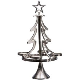 my home Adventsleuchter Tannenbaum, Weihnachtsdeko (1 St), Kerzenständer aus Aluminium, Höhe 86 cm, silberfarben